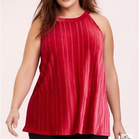 torrid | Tops | Torrid Red Velvet Pleated Goddess Tank Size 3 | Poshmark